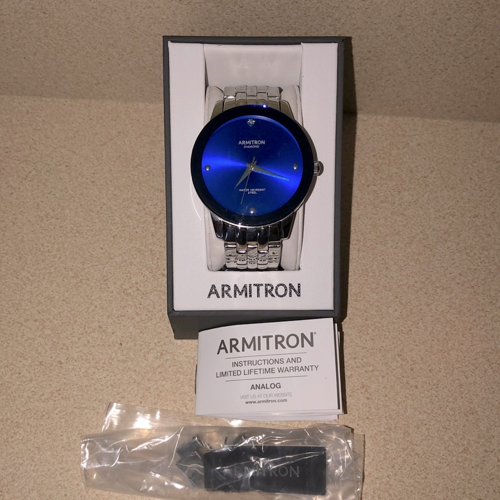 Armitron Men's Diamond Accent Stainless Steel Watch -… - Gem